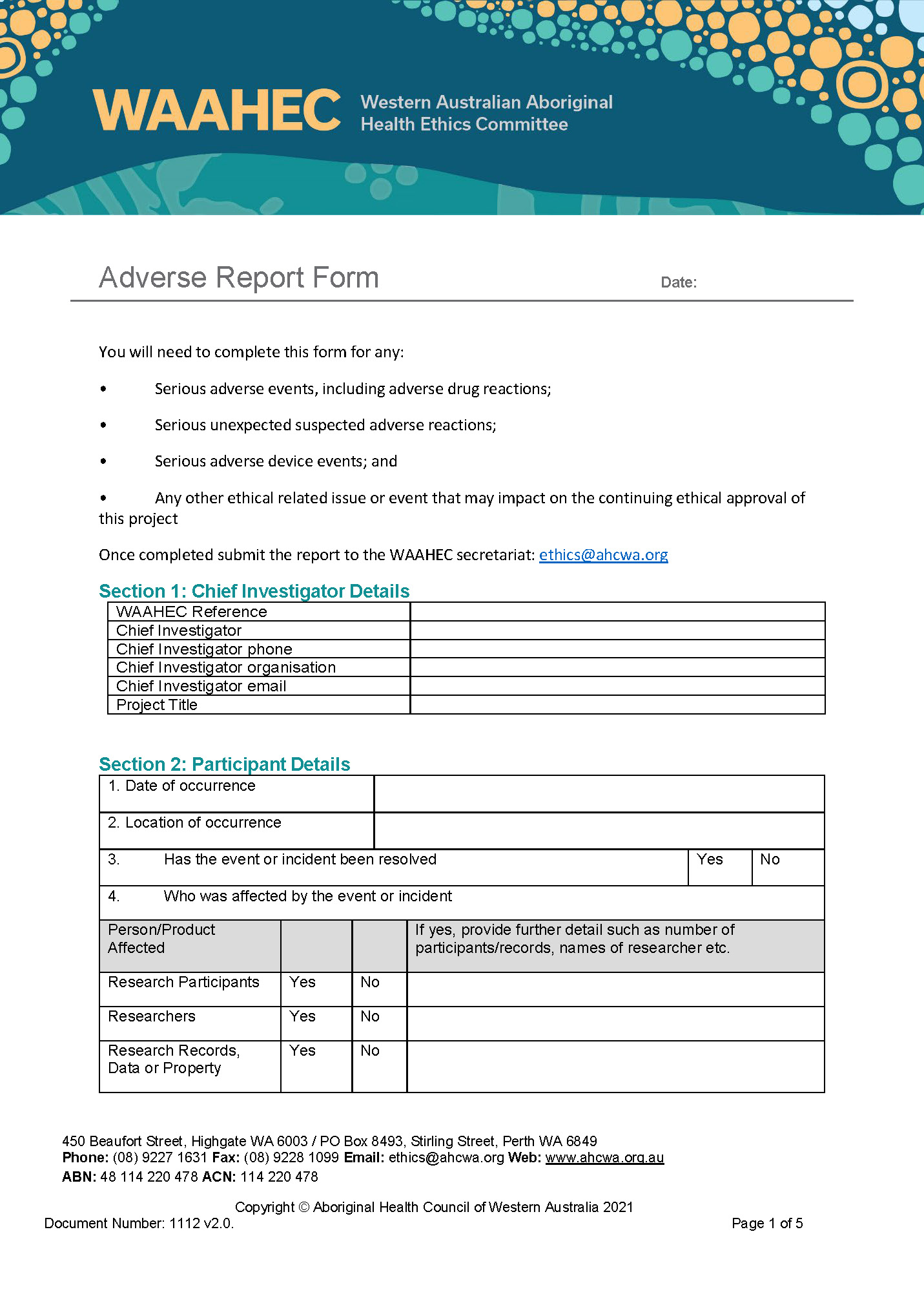 Western Australian Aboriginal Health Ethics Committee – AHCWA