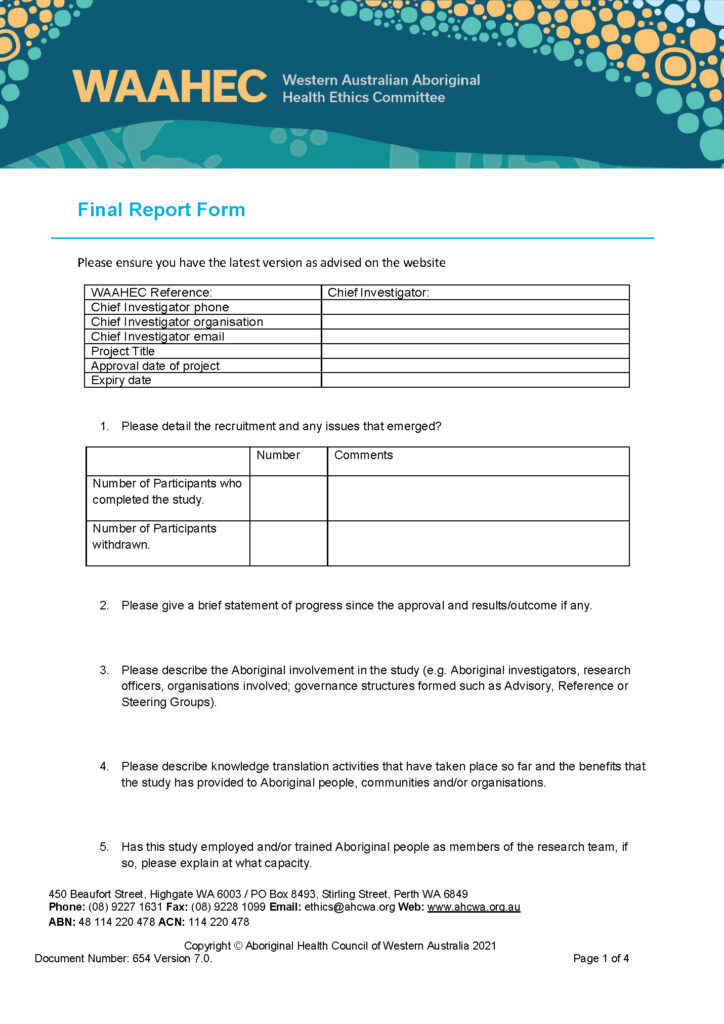 Western Australian Aboriginal Health Ethics Committee – AHCWA