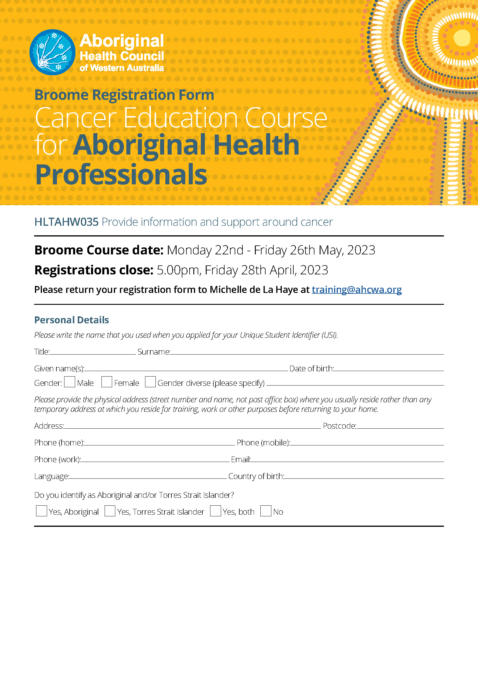 Cancer Education – AHCWA